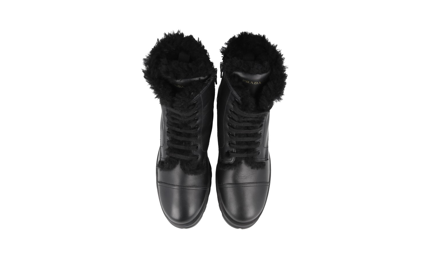 PRADA FUR LINED SHEARLING COMBAT HALF-BOOTS SHOES BLACK NEW PRADA FUR LINED SHEARLING COMBAT HALF-BOOTS SHOES BLACK NEW